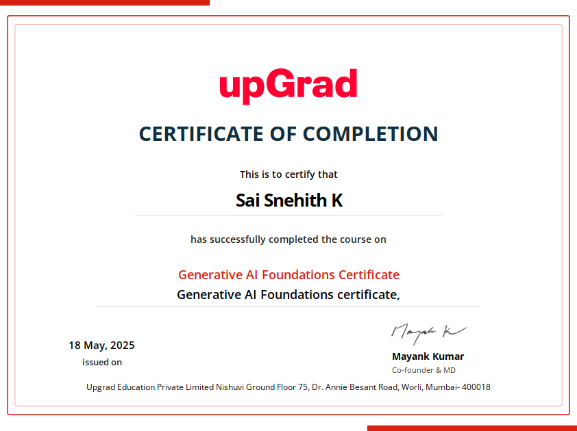 Generative AI Foundations Certificate Certificate