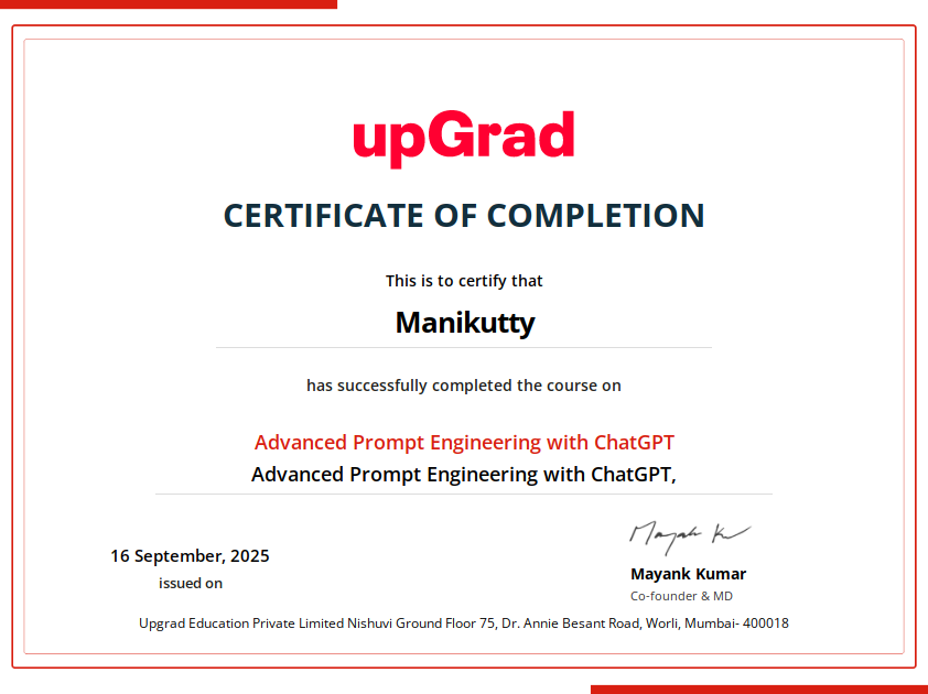 Advanced Prompt Engineering with ChatGPT Certificate